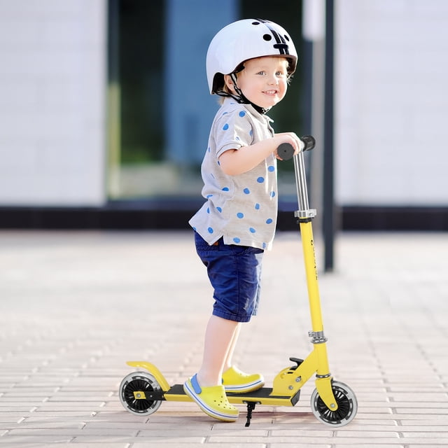 Foldable Kick Scooter LED Wheels Adjustable T-bar 2 Wheel Scooter for ...