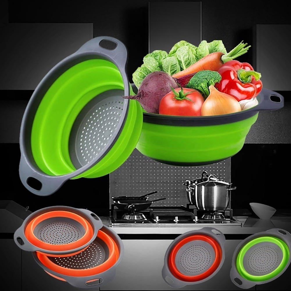 Foldable Kitchen Silicone Colander Fruit Vegetable Washing Basket ...