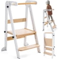 Foldable Kitchen Stool Helper - Adjustable Height Standing Tower ...