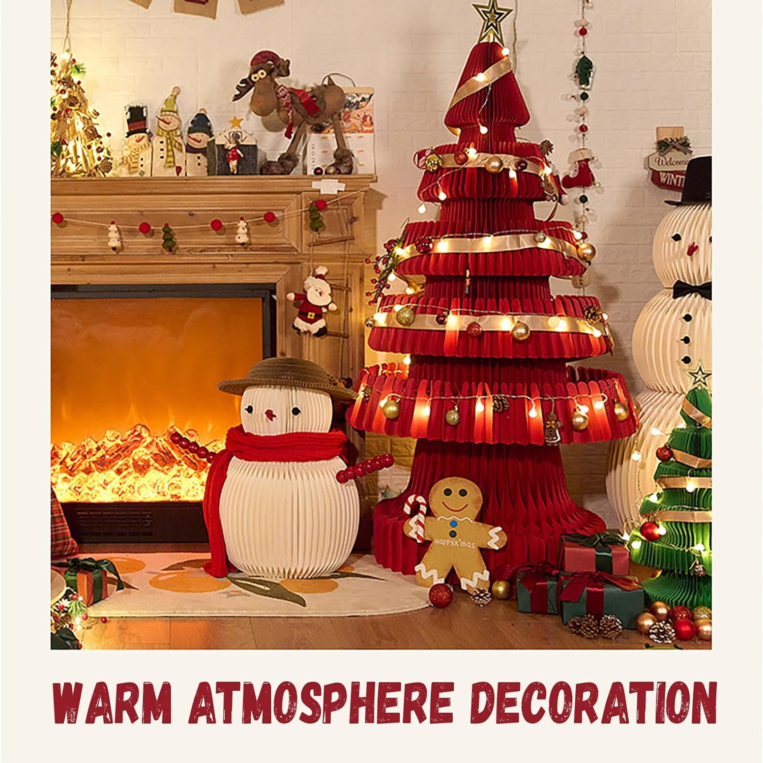 Foldable Kraft Paper Christmas Tree Decoration with USB Light and ...