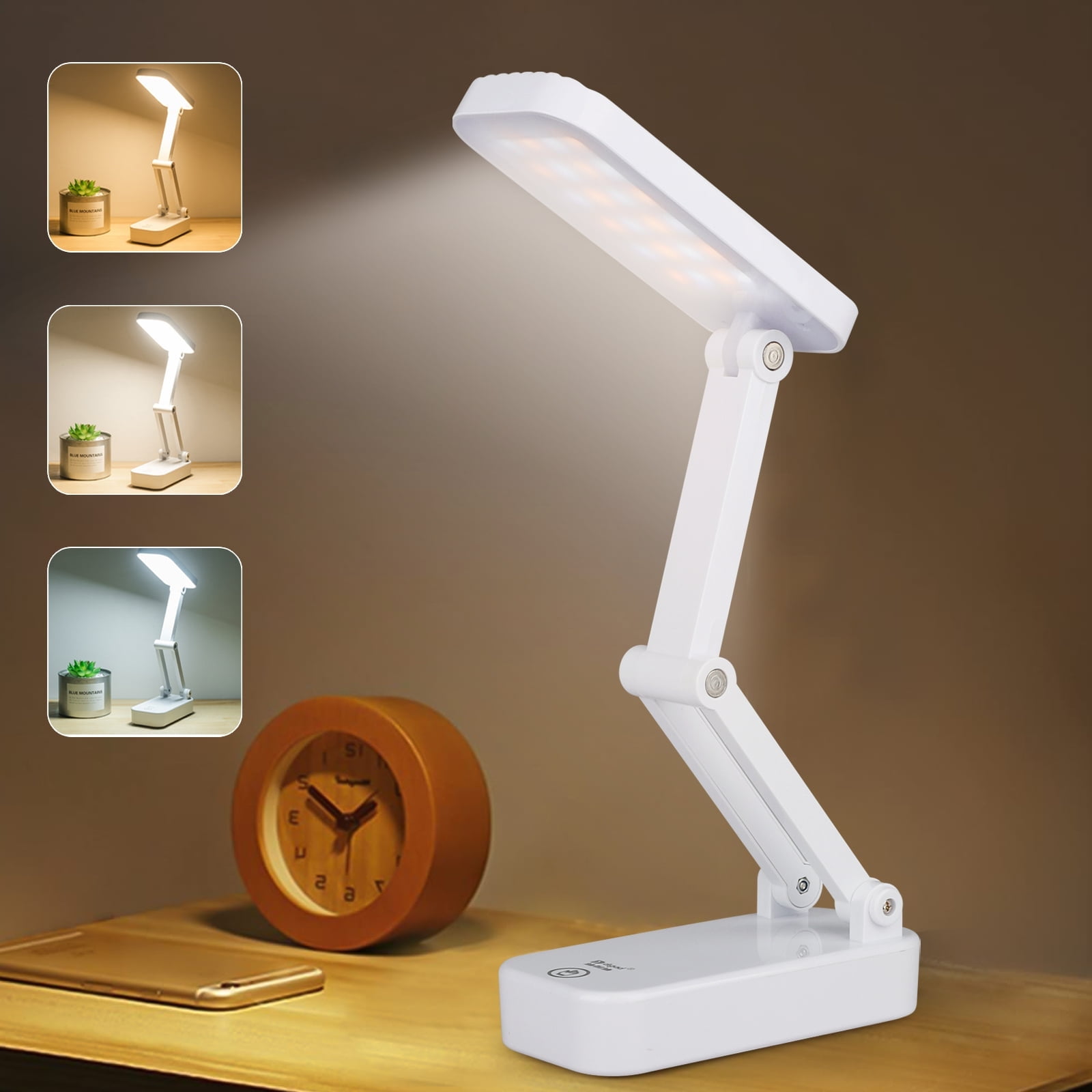 Foldable LED Desk Light, 3 Level Brightness, Touch Dimmer Control ...