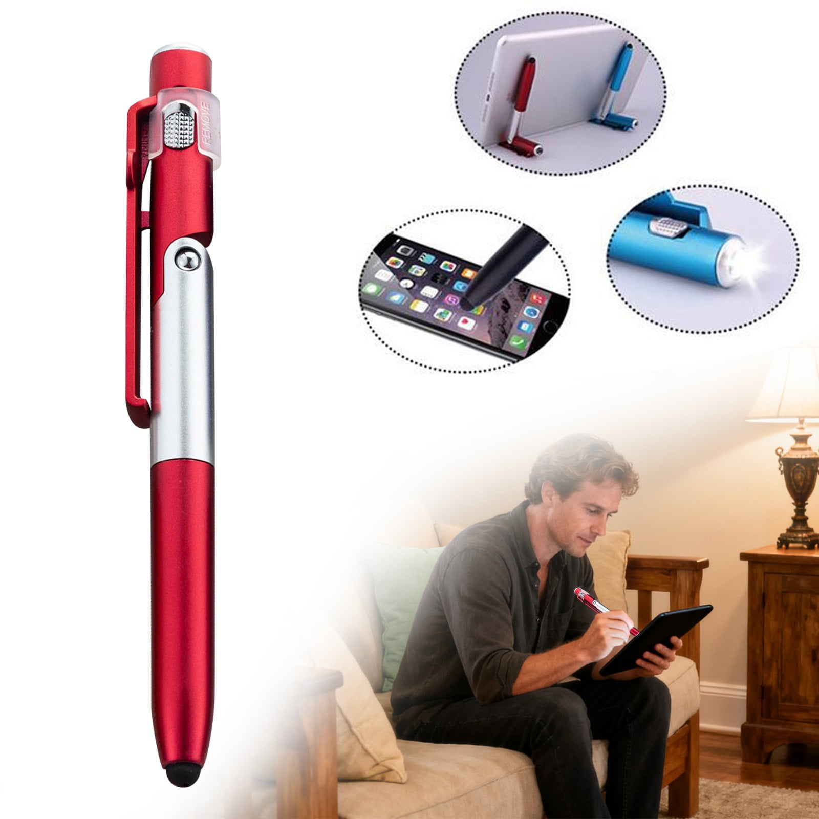 Foldable LED Pen Multifunctional Ballpoint Pen with LED Light & Phone ...