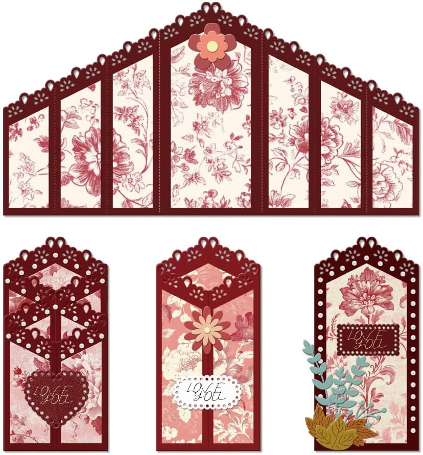 Foldable Lace Border Cutting Dies Flower Leaves Card Frame Stitch Die ...