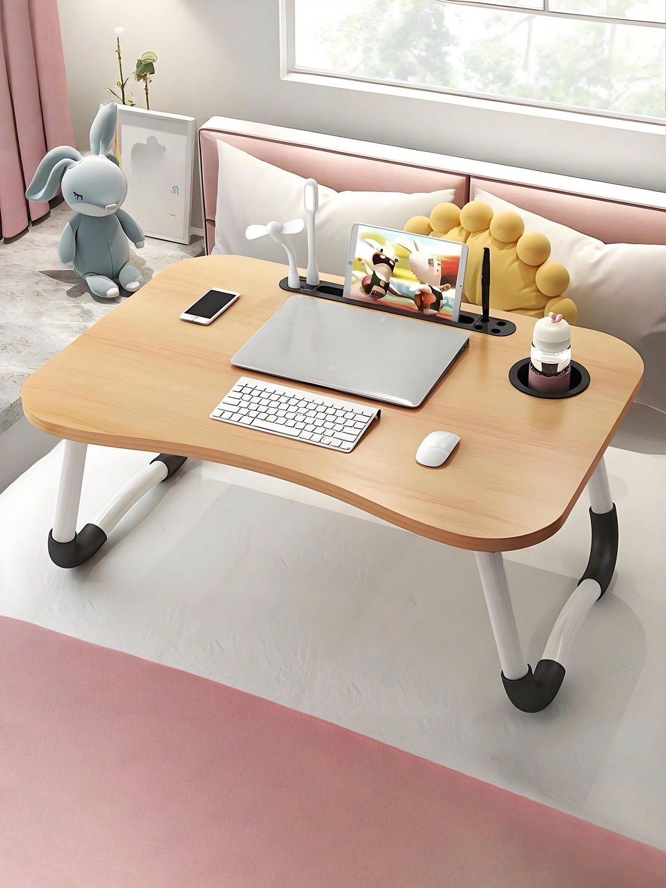Foldable Laptop Bed Table Tray – Folding Lap Table With Cup Holder ...