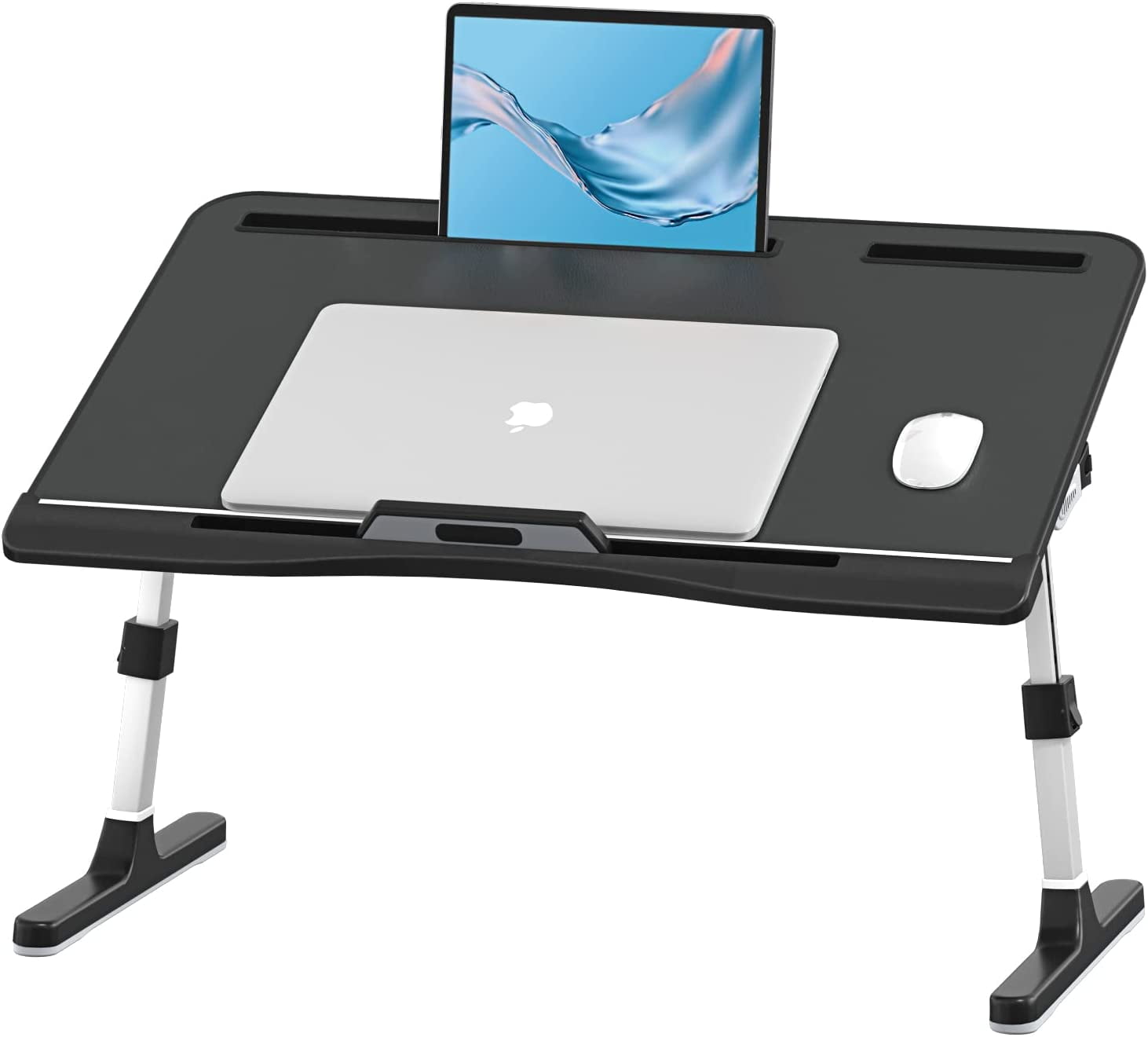 Foldable Laptop Bed Tray Desk, Adjustable Laptop Bed Table with Heights ...