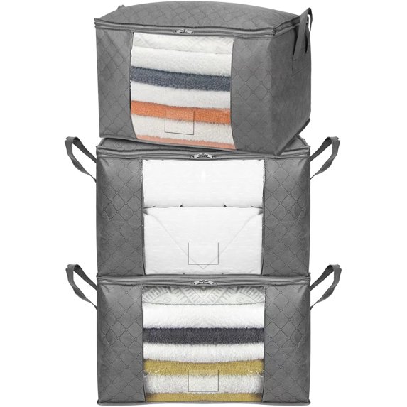 Foldable Large Clothes Storage Bags with Clear Window & Carrying ...