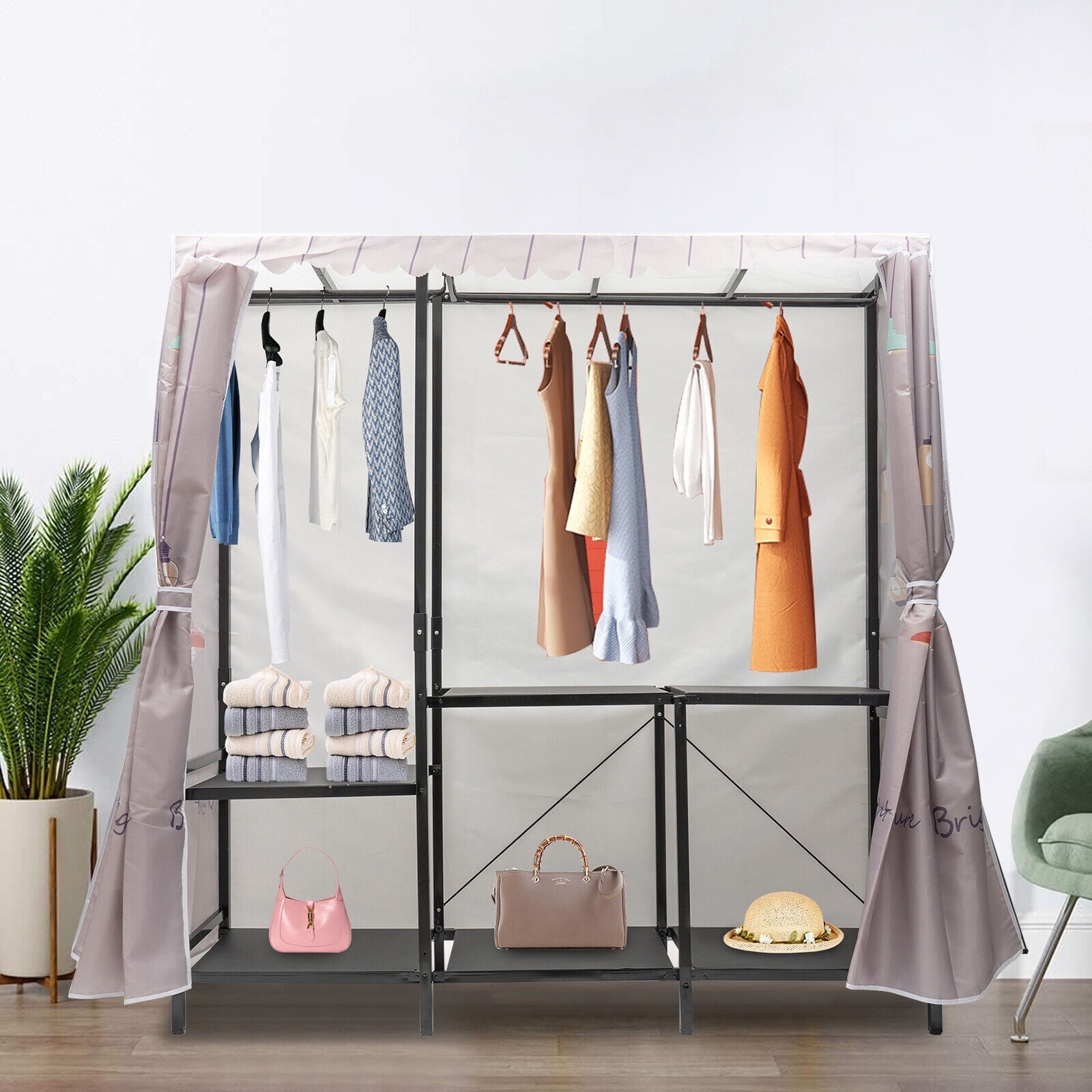 Foldable Large Heavy Duty Free Standing Closet Organizer W/ Shelves ...
