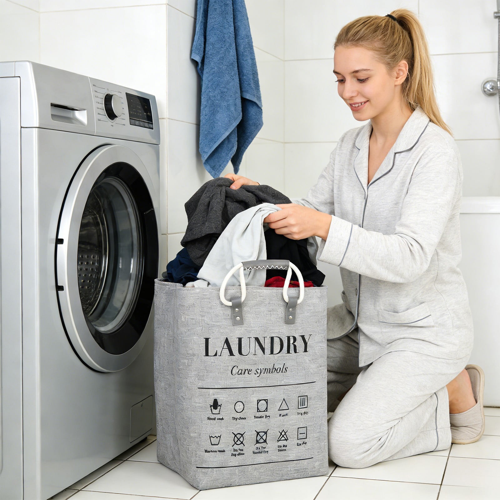 Foldable Large Laundry Basket - Heavy-Duty Fabric Dirty Clothes ...