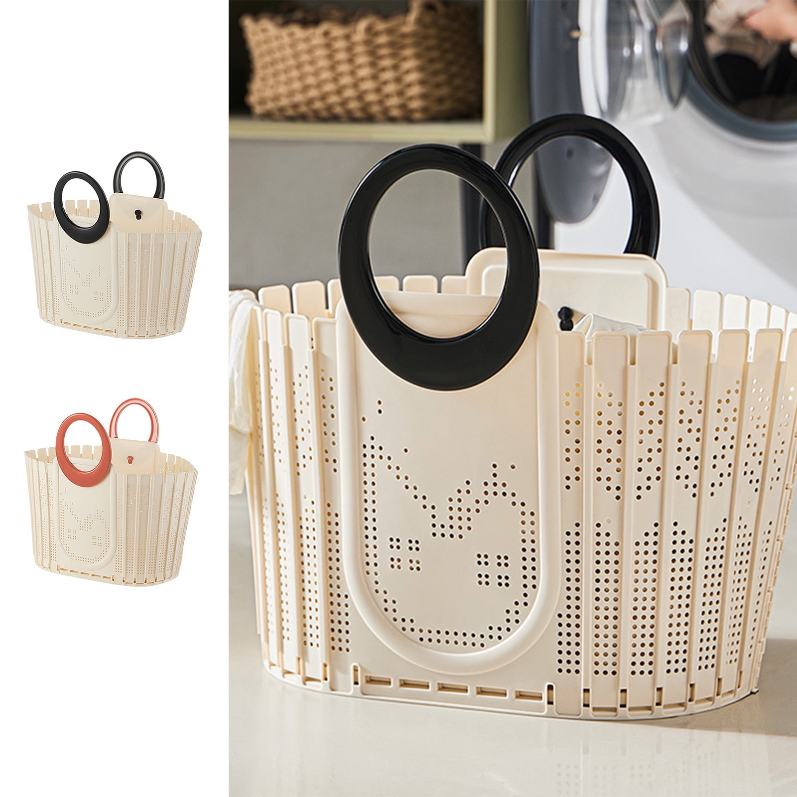 Foldable Laundry Basket With Handles | Portable Dirty Clothes Mesh ...