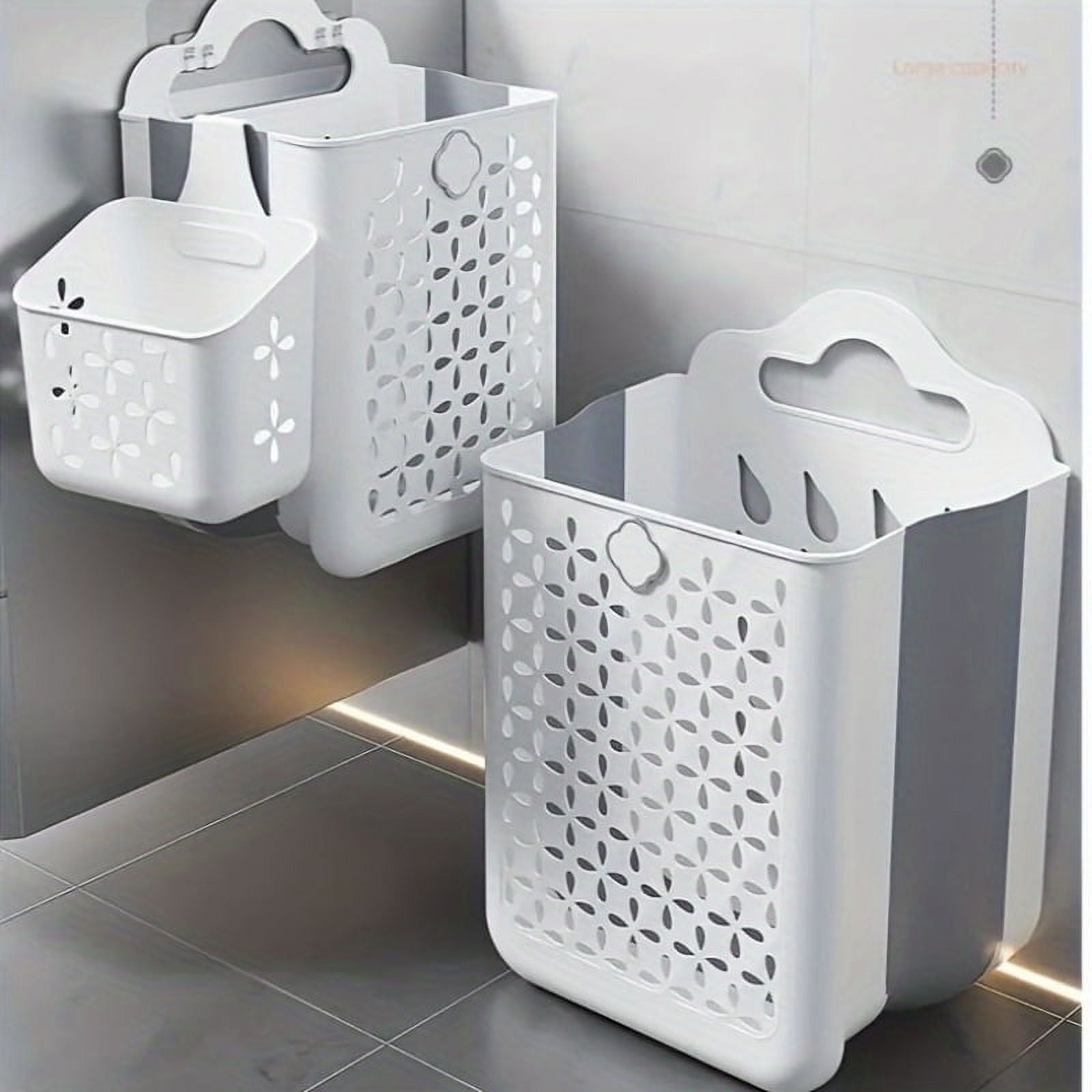 Foldable Laundry Basket Modern Plastic Cut-out Wall-mounted Storage Bin ...