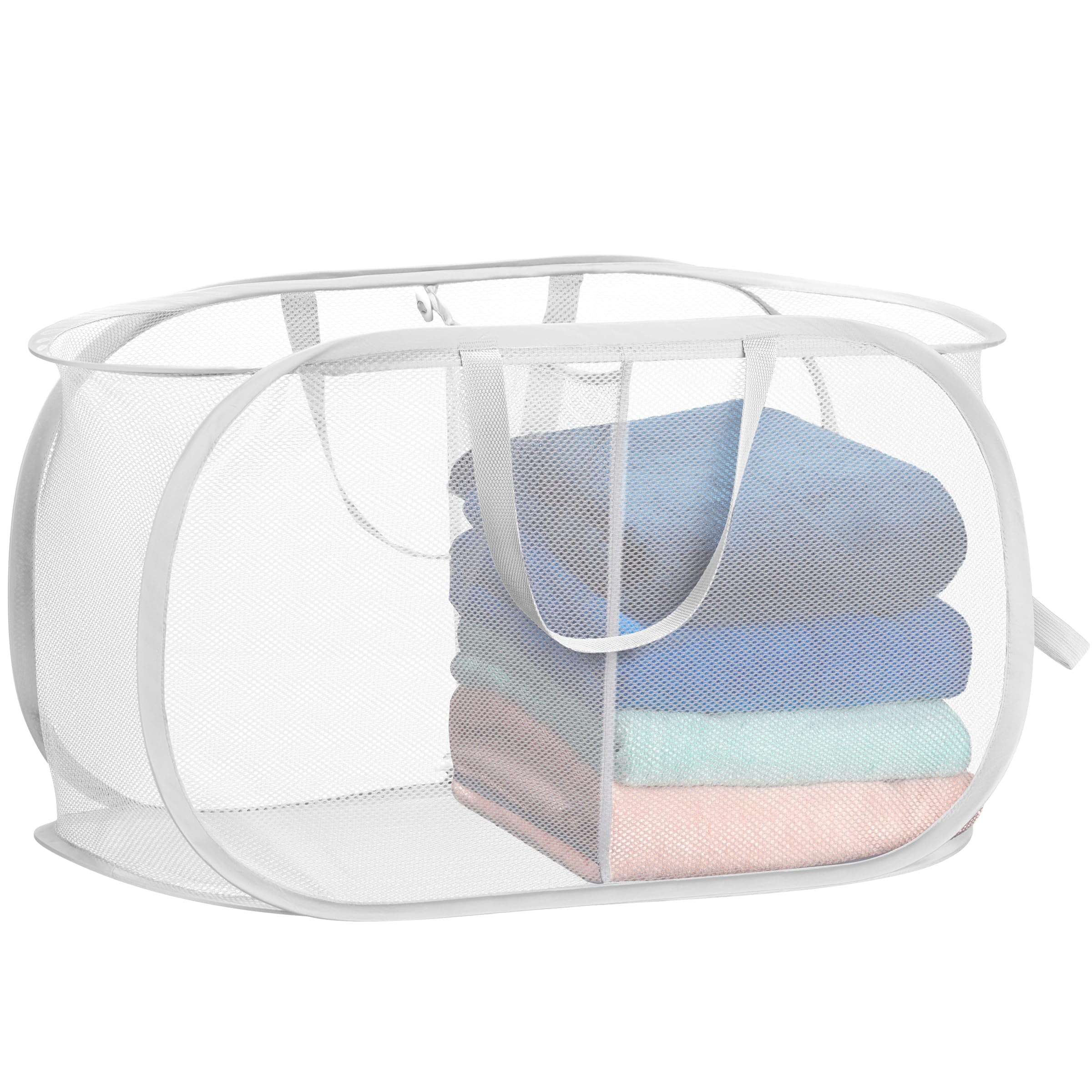 Foldable Laundry Basket with Two Compartments, Pop Up Collapsible ...