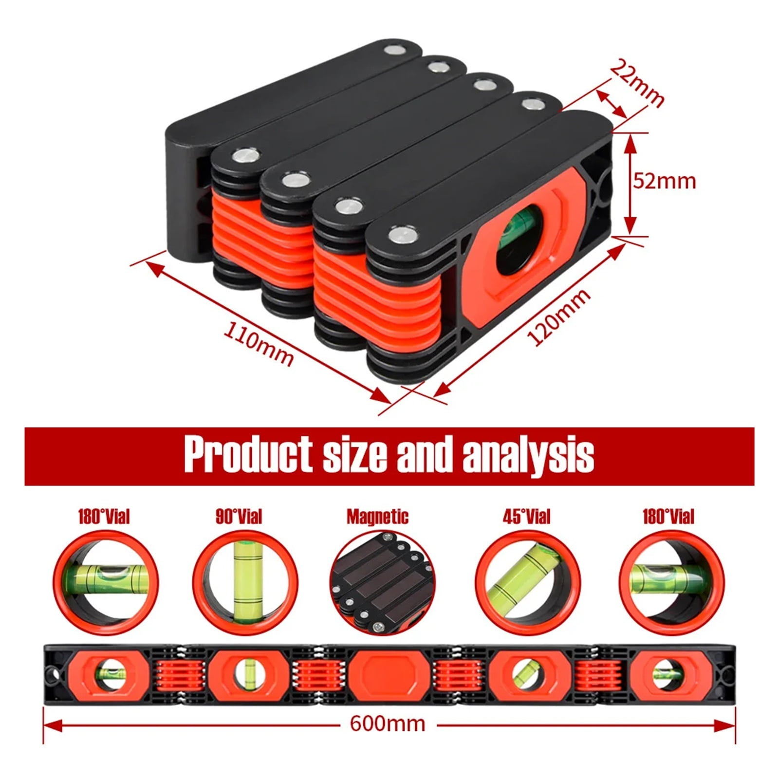 Foldable Level Meter Accurate Level Angle Finder Gauge Folding Extend ...