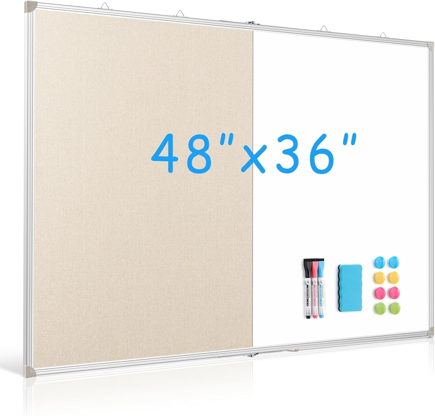 Foldable Linen Cork Board White Board Combo 48 x 36 in Extra Large ...