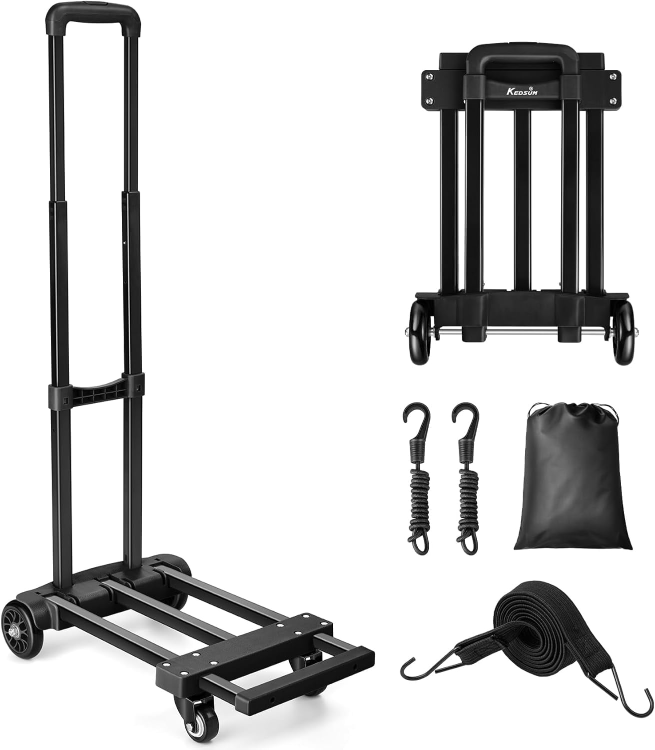 Foldable Luggage Cart, Dolly Cart with Wheels, Folding Hand Truck with ...