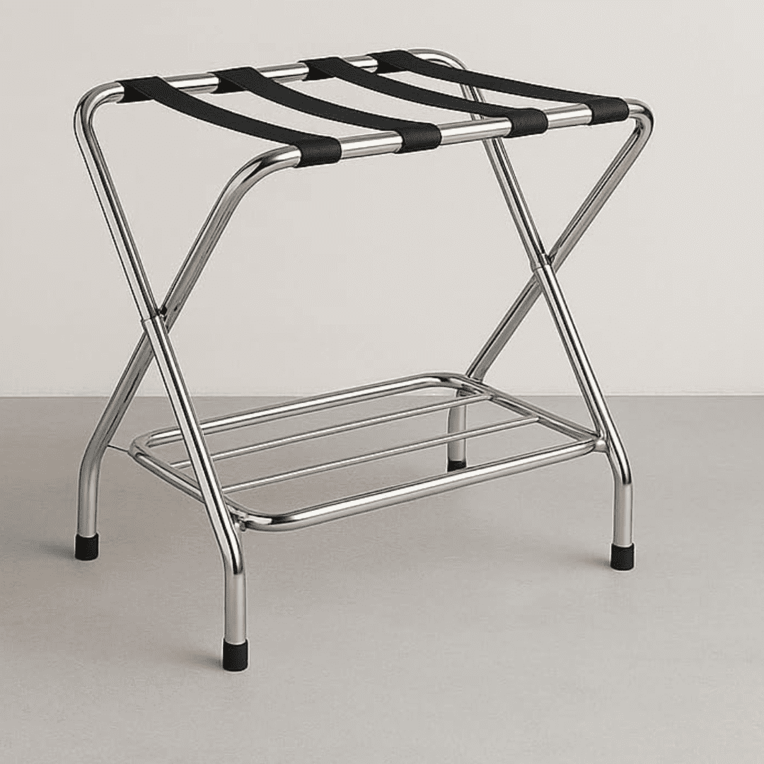 Double-Tier Luggage Rack for Guest Room By USTech – Chrome Foldable ...