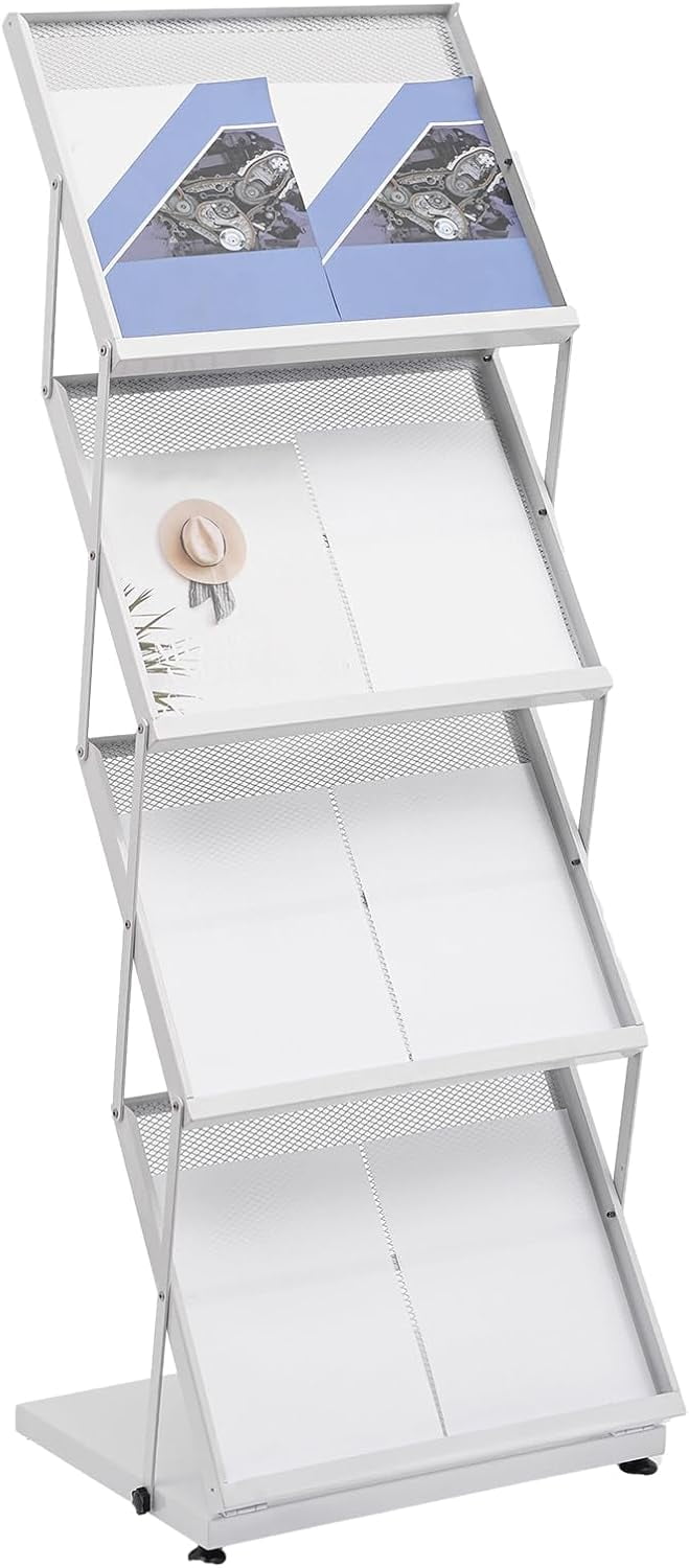 Foldable Magazine Rack, 4 Tier A3 Literature Rack Brochure Display ...