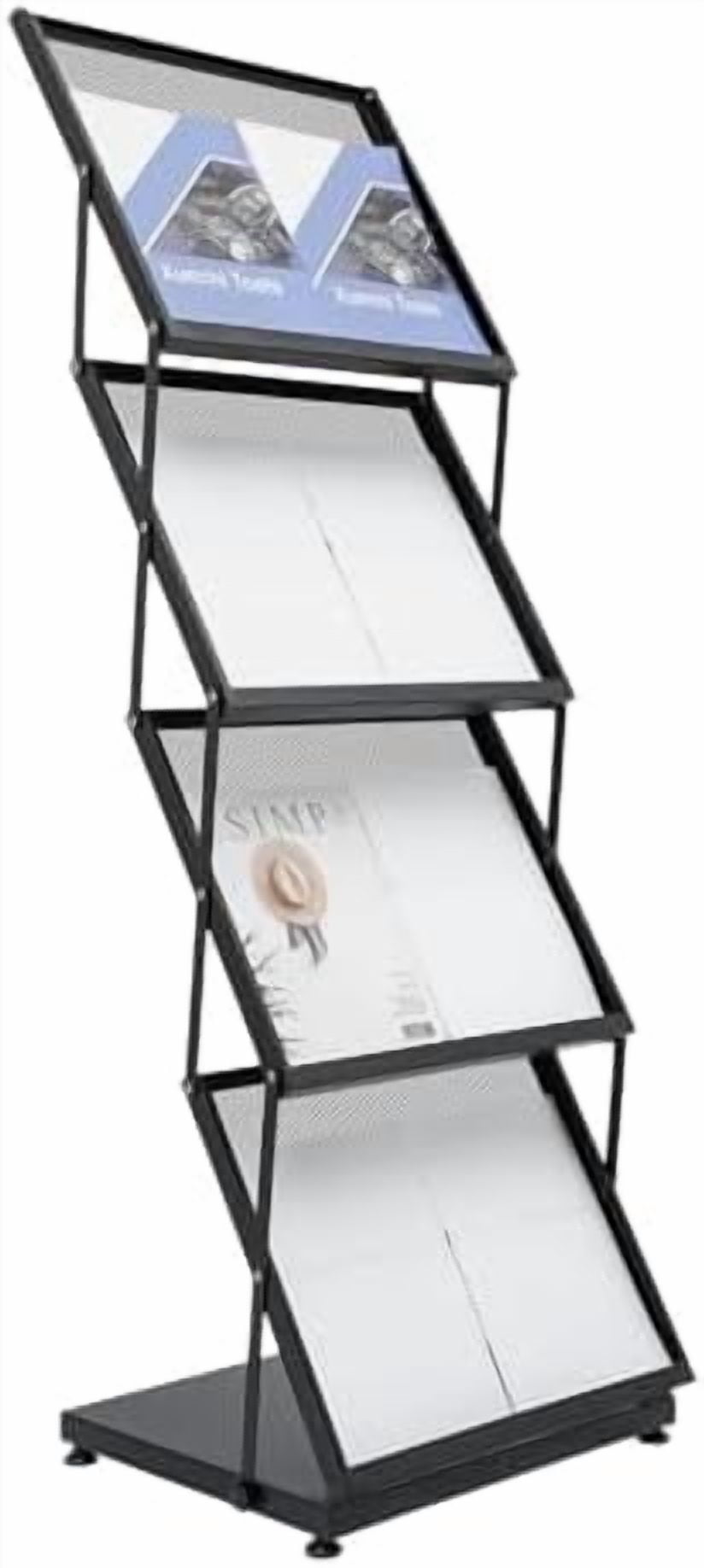 Foldable Magazine Rack Floor Standing, 4Tier A3 Size, Brochure Display ...