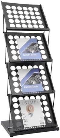 Foldable Magazine Rack Floor Standing, 4Tier A3 Size, Brochure Display ...