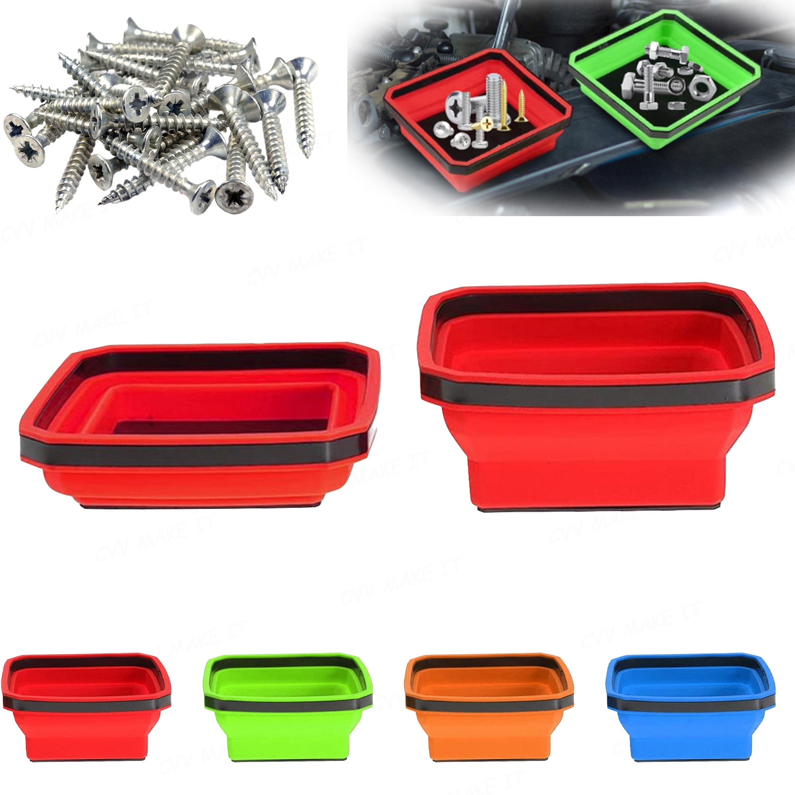 Foldable Magnetic Parts Tray Square Foldable Silicone Tool Organizer ...