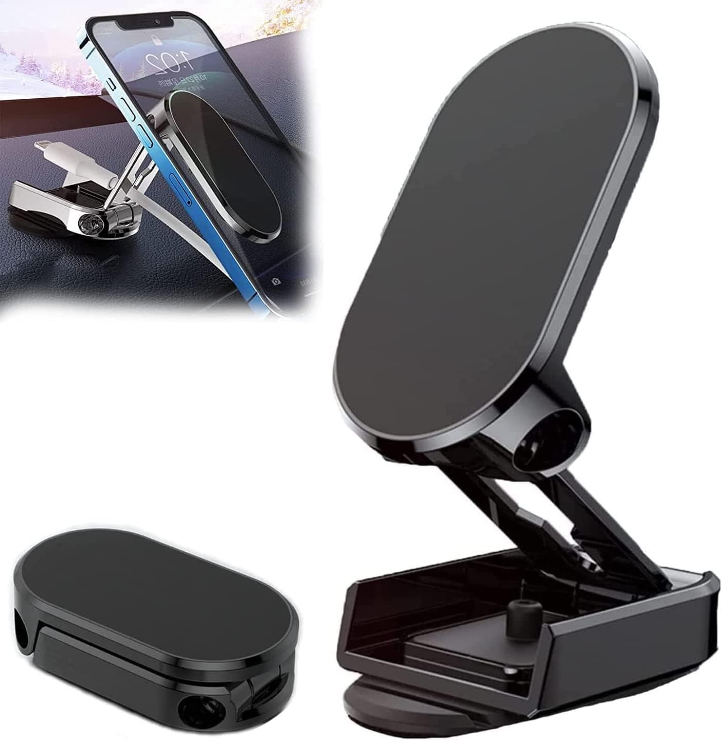 Foldable Magnetic Phone Holder for Car, Alloy Cell Phone Automobile ...