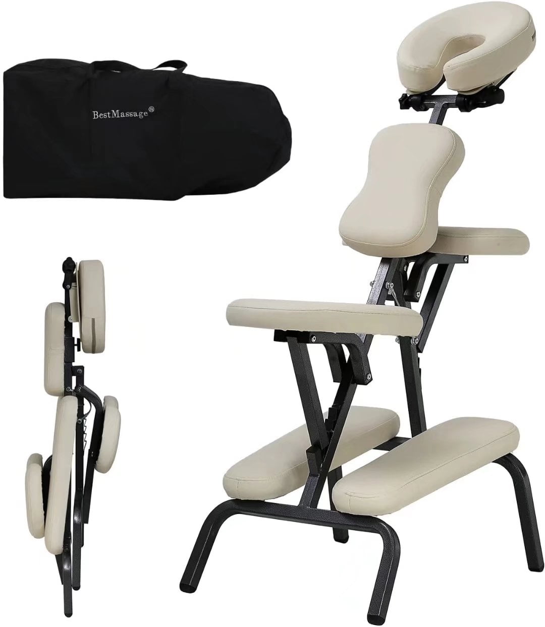 Dkeli Compact Folding Massage Chair, Adjustable Spa Therapy, PU Leather ...