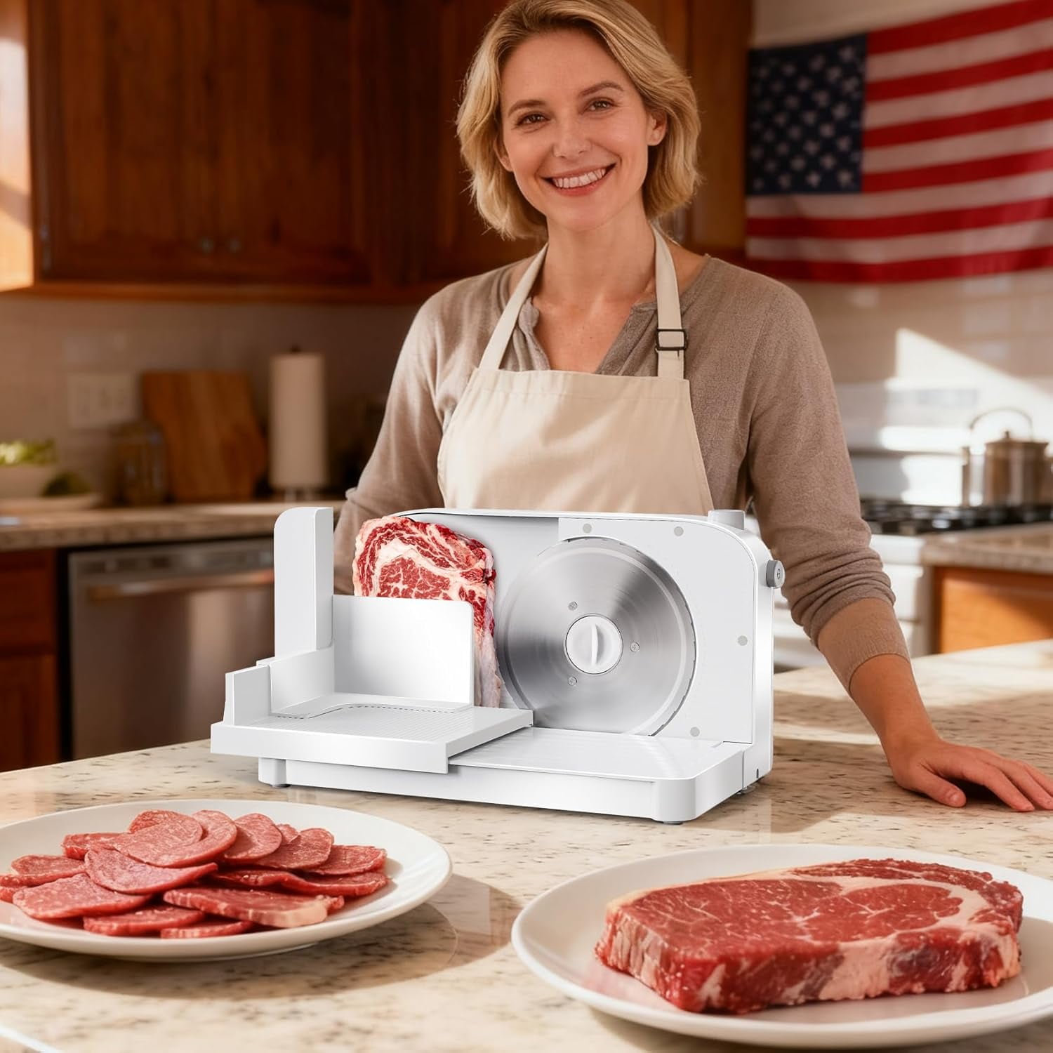 Foldable Meat Slicer, 150W Electric Meat Slicer with 6.7" Removable ...