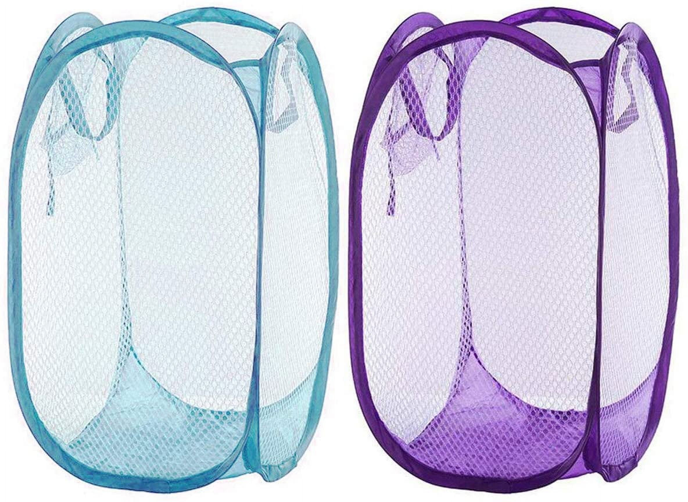 Foldable Mesh Pop-Up Mesh Laundry Hamper with Side Pocket Clothes ...