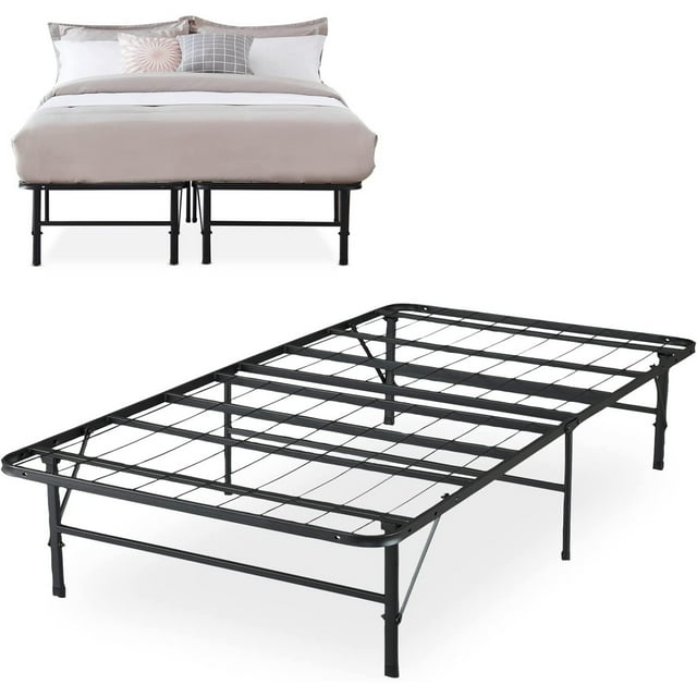 Foldable Metal Platform Bed Frame Mattress Foundation with Box Spring ...
