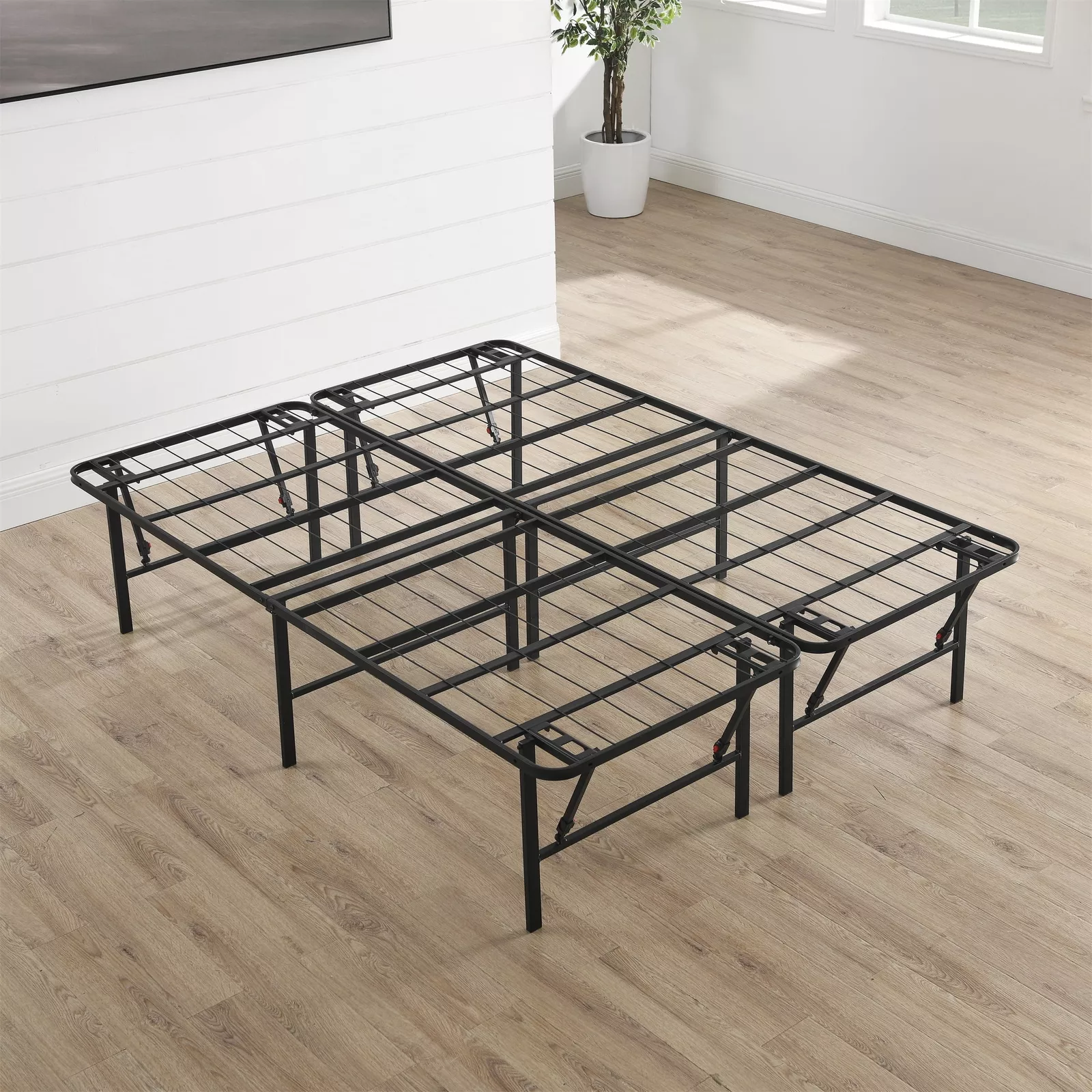 Foldable Metal Platform Bed Frame, Steel Mattress Foundation, Comfort ...