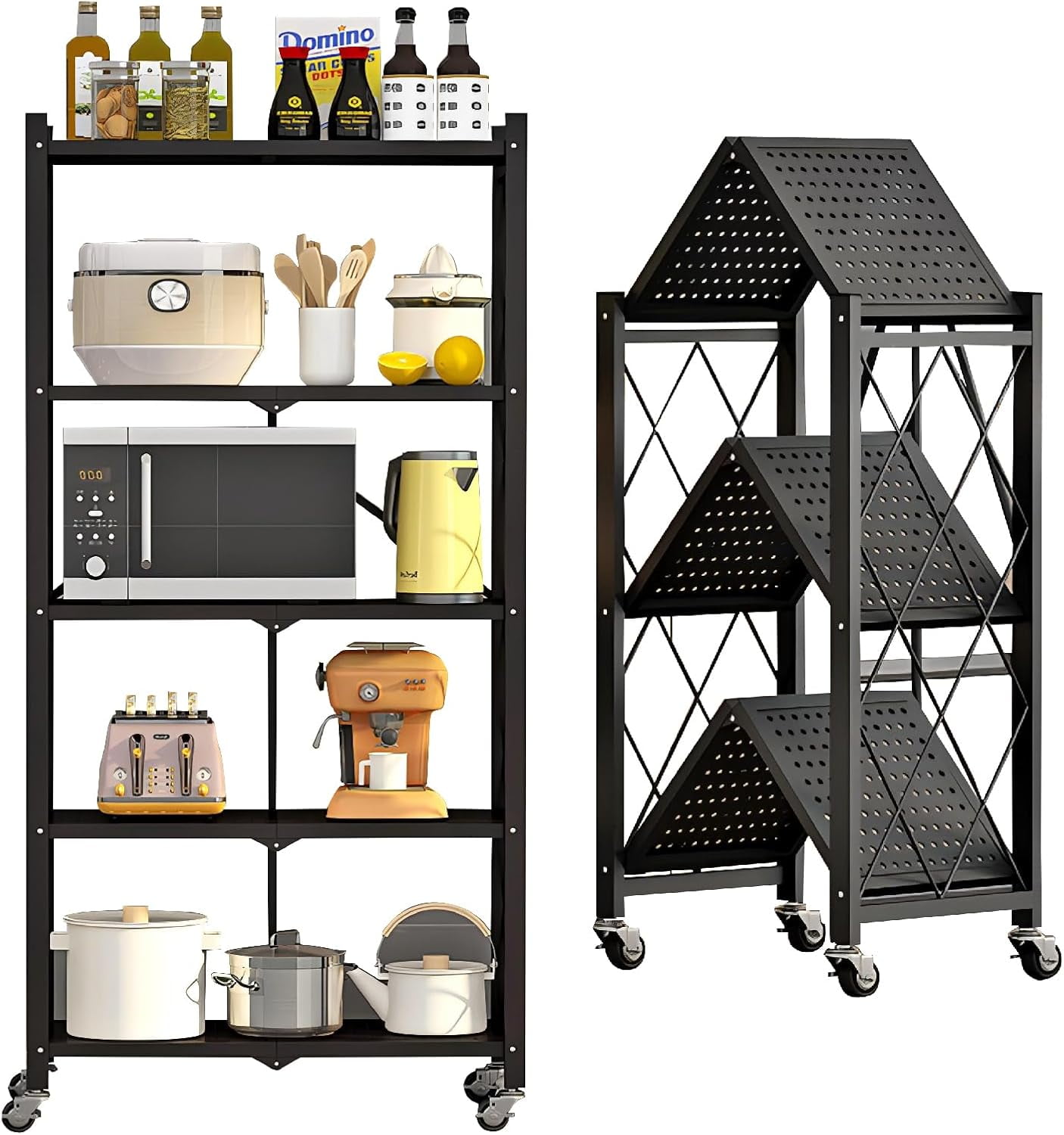 Foldable Metal Rack 5-Tier Adjustable Shelf for Versatile Use Sturdy ...