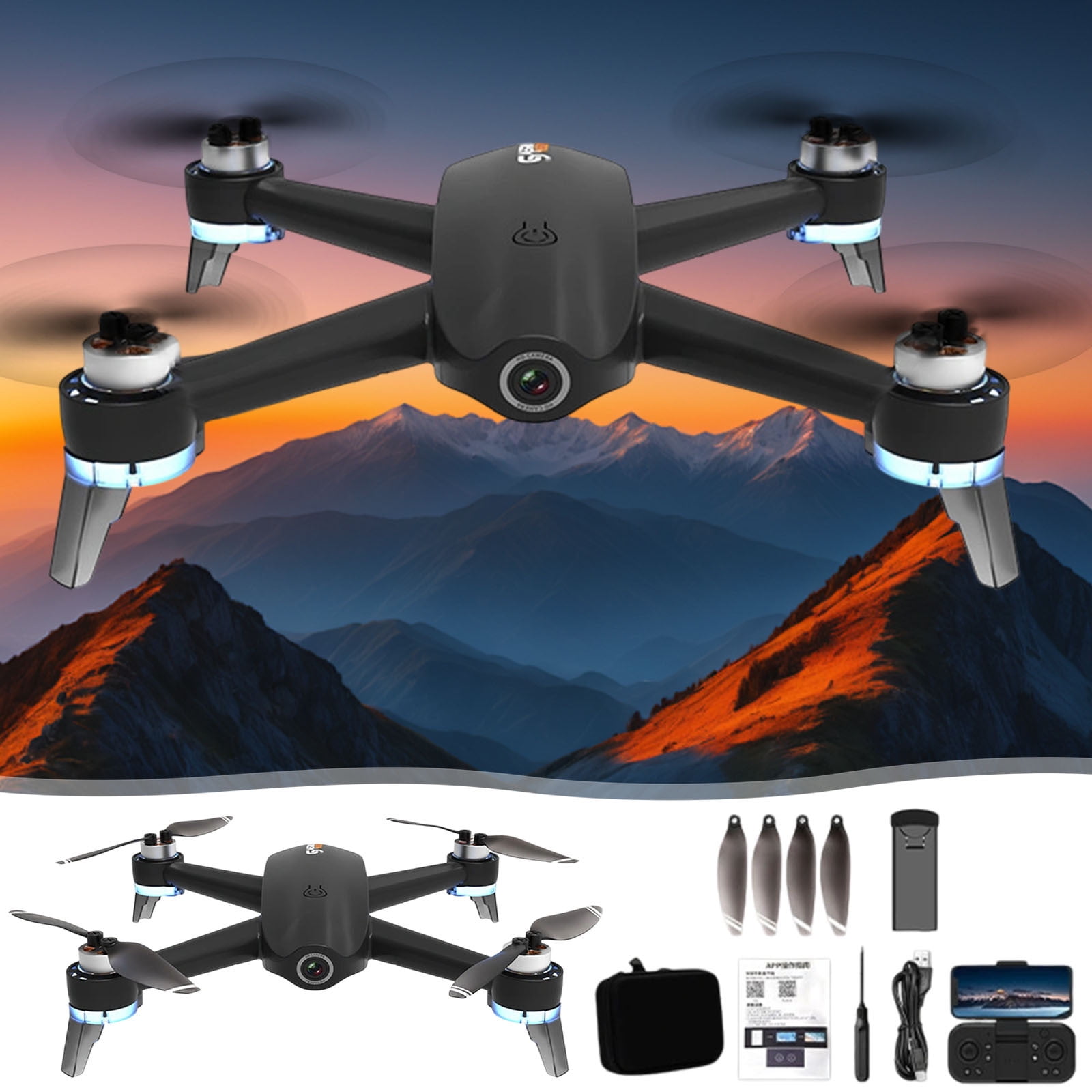 Foldable Mini Drone with 1800mAh Battery, HD Wide-Angle Camera, 300M ...