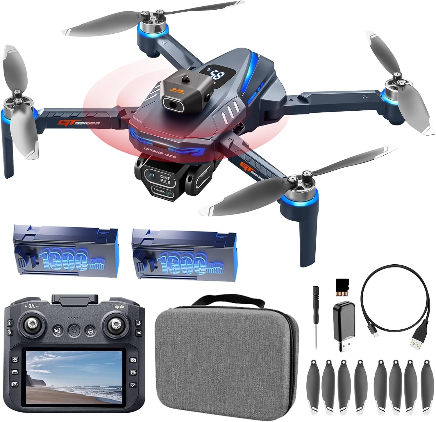 Foldable Mini Drone with HD Camera, Brushless Motors, Upgraded LCD ...
