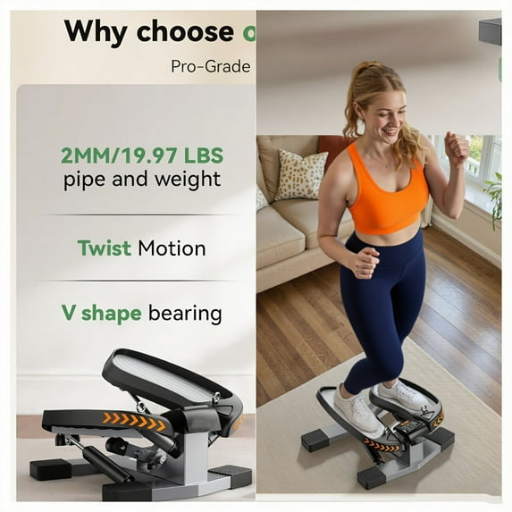 Foldable Mini Stepper with Resistance Bands - 300LB Capacity Portable ...