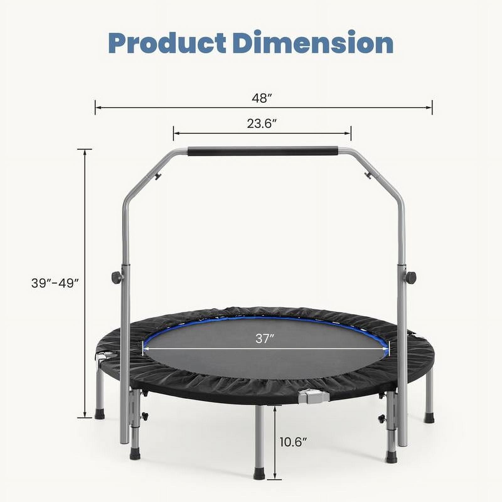 Foldable Mini Trampoline for Adults, Rebounder Trampoline for Adults ...