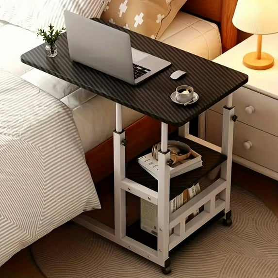 Foldable Mobile Computer Desk | Adjustable Height with Wheels & Storage ...