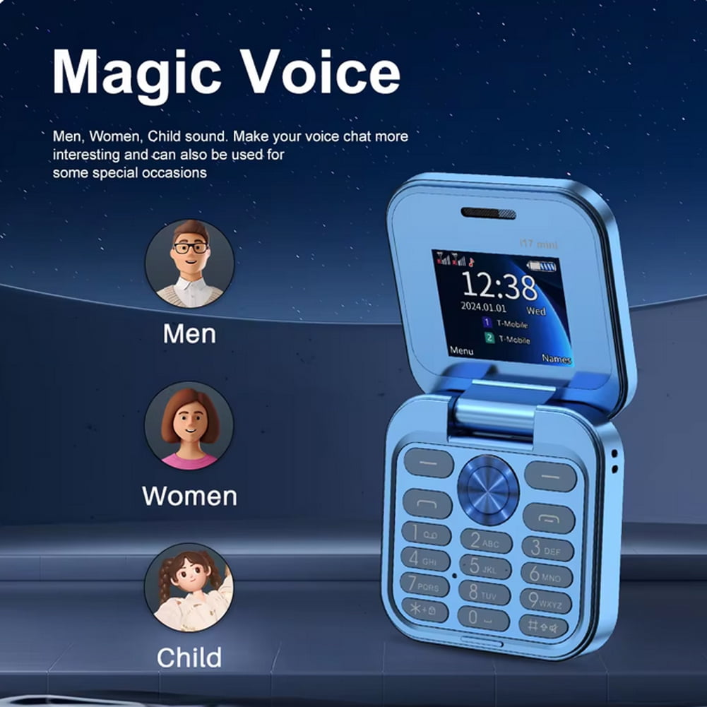 Foldable Mobile Phone Small Box Flip Cell Phones Dual SIM Card 2G Network Mulifunctional Video ...