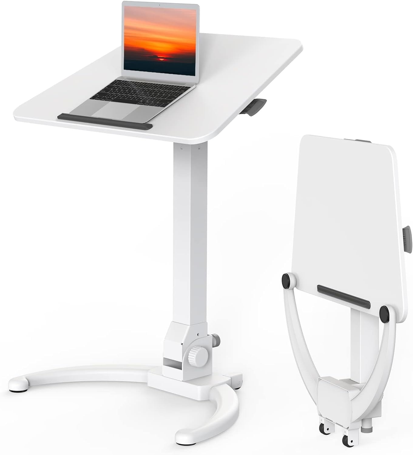 Foldable Mobile Standing Desk, Height Adjustable Sit Stand Desk, 90 ...