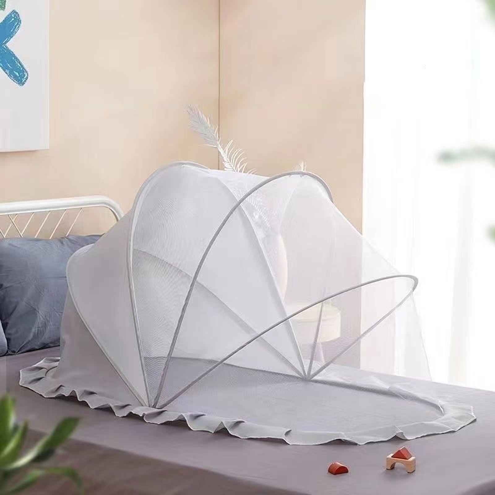 Foldable Mosquito Net for Bed with Blackout Canopy, Portable Baby ...
