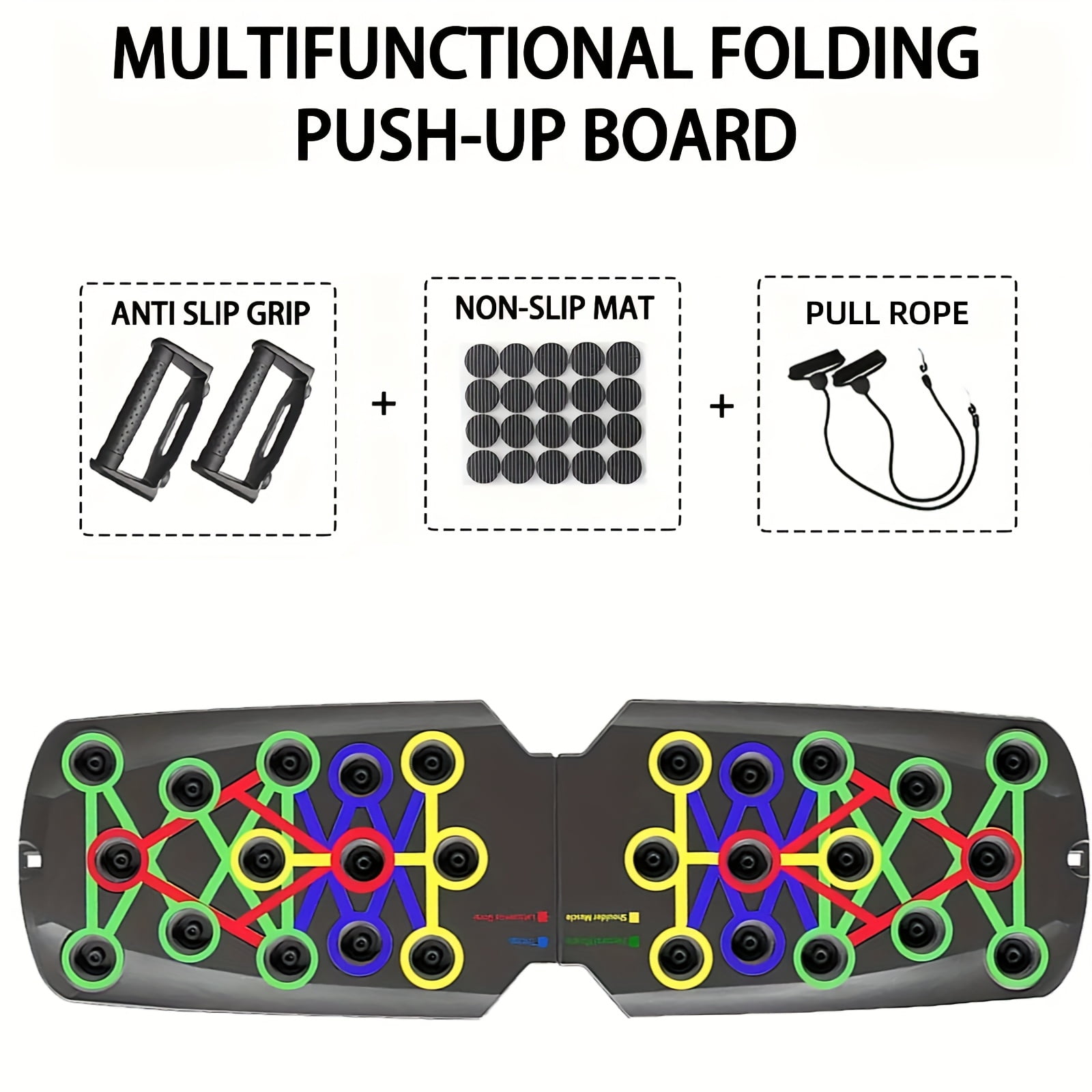 Foldable Multi-Function Push-Up Stand Board with Resistance Bands, Non ...
