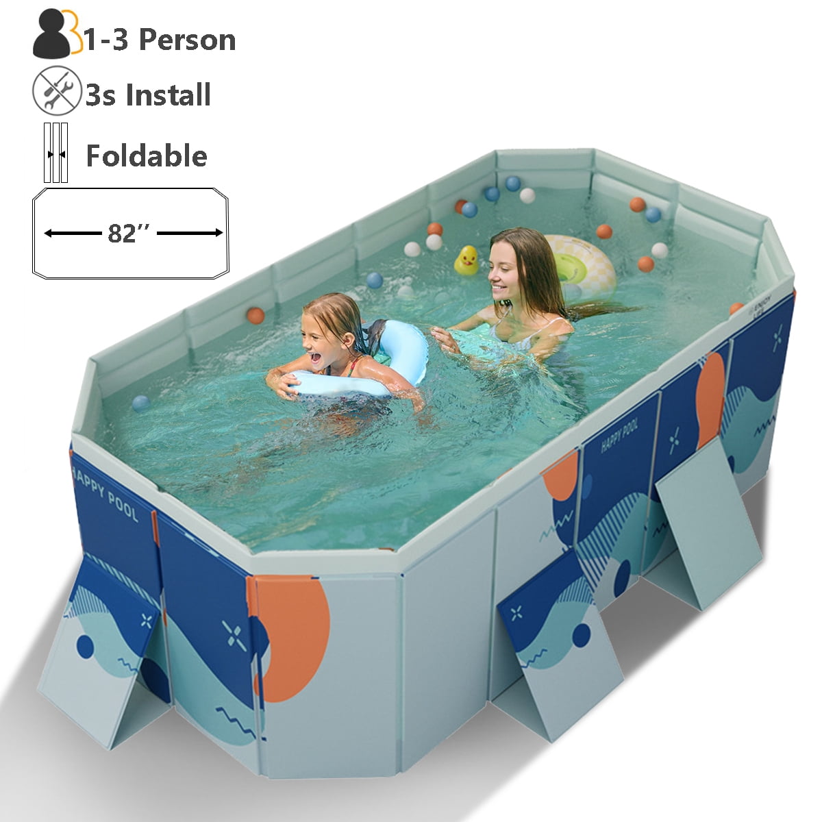 Foldable Swimming Pool for Kids and Adult,Extra large Non-Inflatable ...