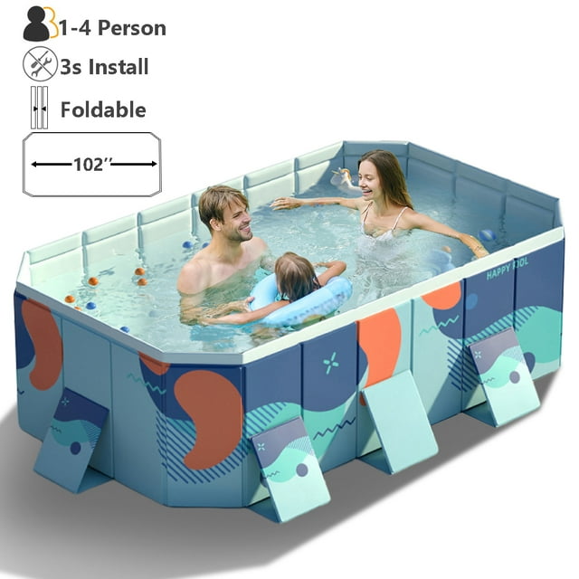 MONEHANE Foldable Outdoor Pool, Extra Large Non-Inflatable Above Ground ...