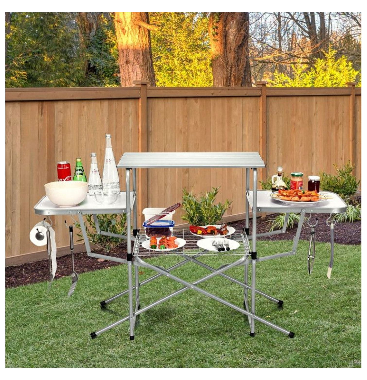 Foldable Outdoor BBQ Table Grilling Stand - Walmart.com