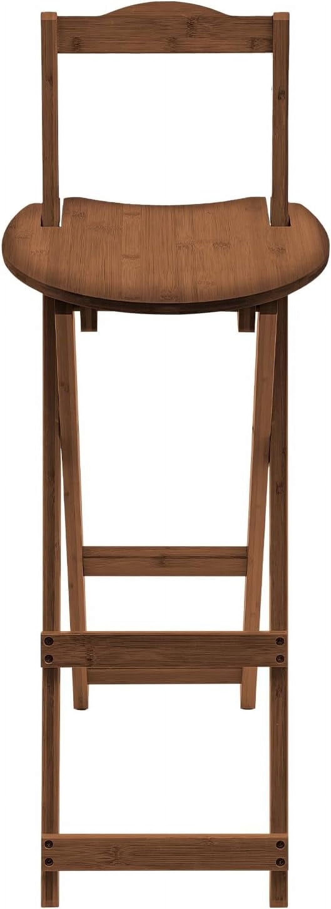 Foldable Outdoor Bamboo Bar Stool, Folding Bar Stool with Back and ...