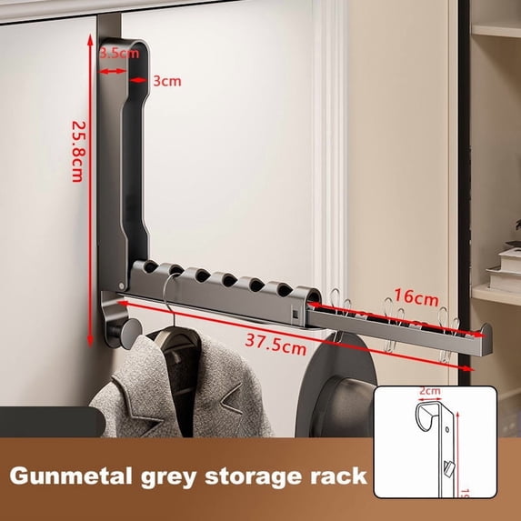 Foldable Over the Door Hanging Storage Rack with Hangers and Lower Hook ...