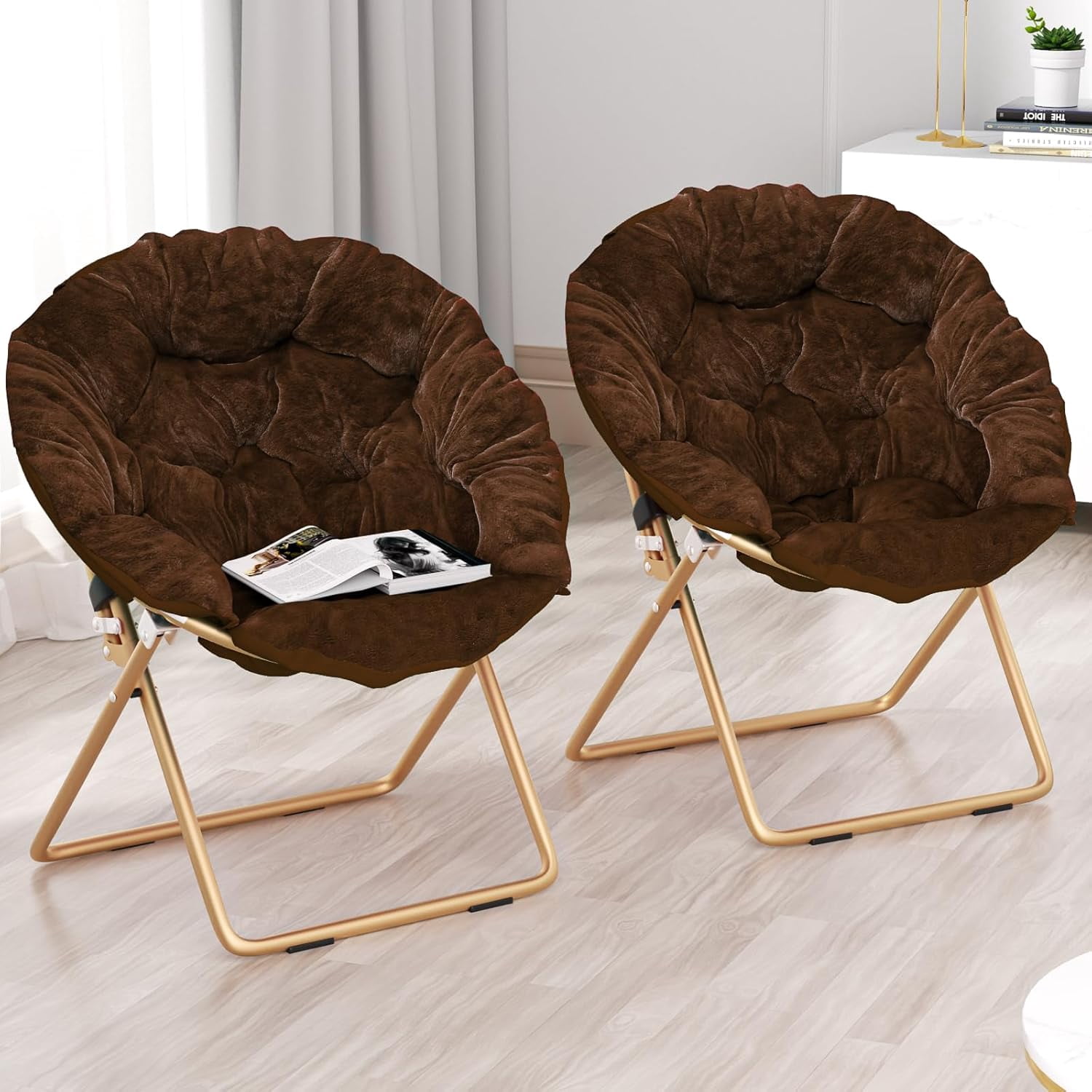 Foldable Oversized Moon Chairs Large Soft Lazy Cozy Comfortable Faux ...