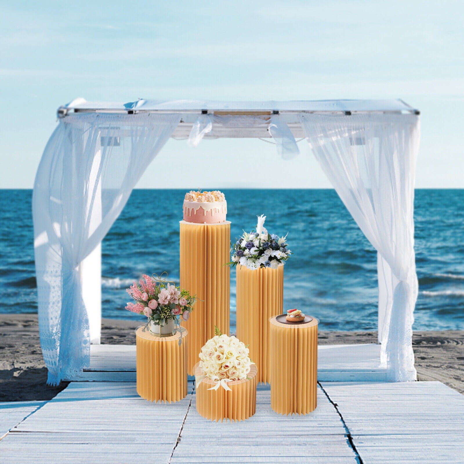 Foldable Paper Column Display Stands Folding Roman Column Dessert Table ...