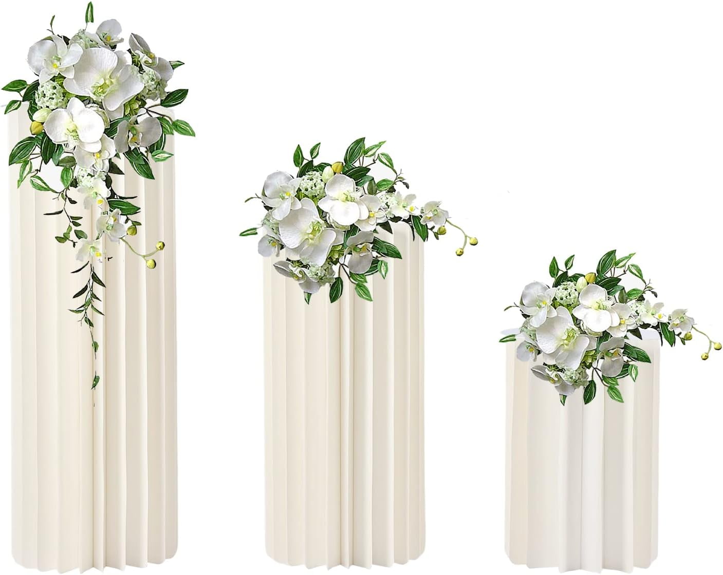 Foldable Paper Columns 3 Pcs Display Pedestals, Cream White Wedding ...