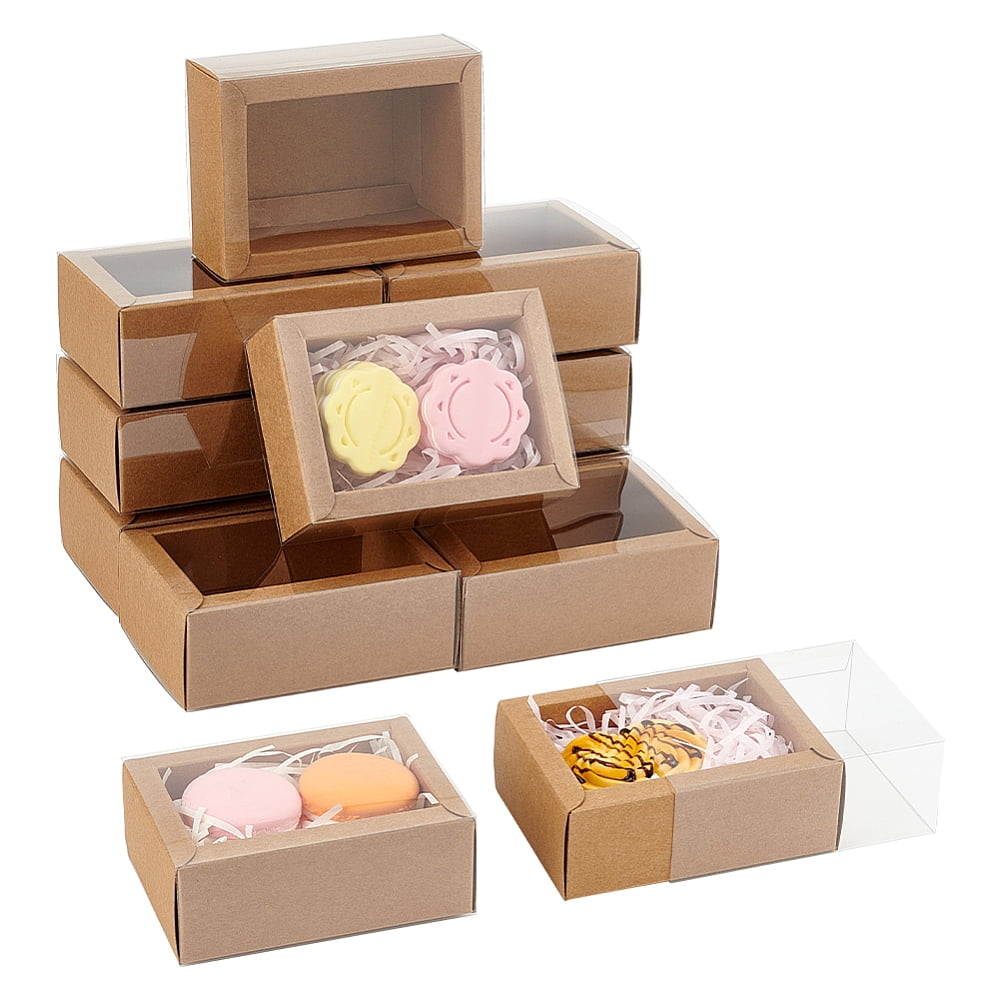 Foldable Paper Drawer Boxes with Clear Plastic Cover Gift Packaging ...
