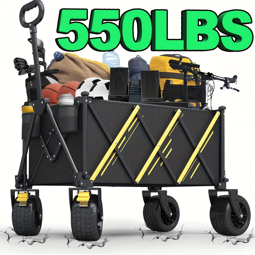 Foldable Pet Carrier Beach Cart - Heavy-Duty Multi-Purpose Garden Wagon ...