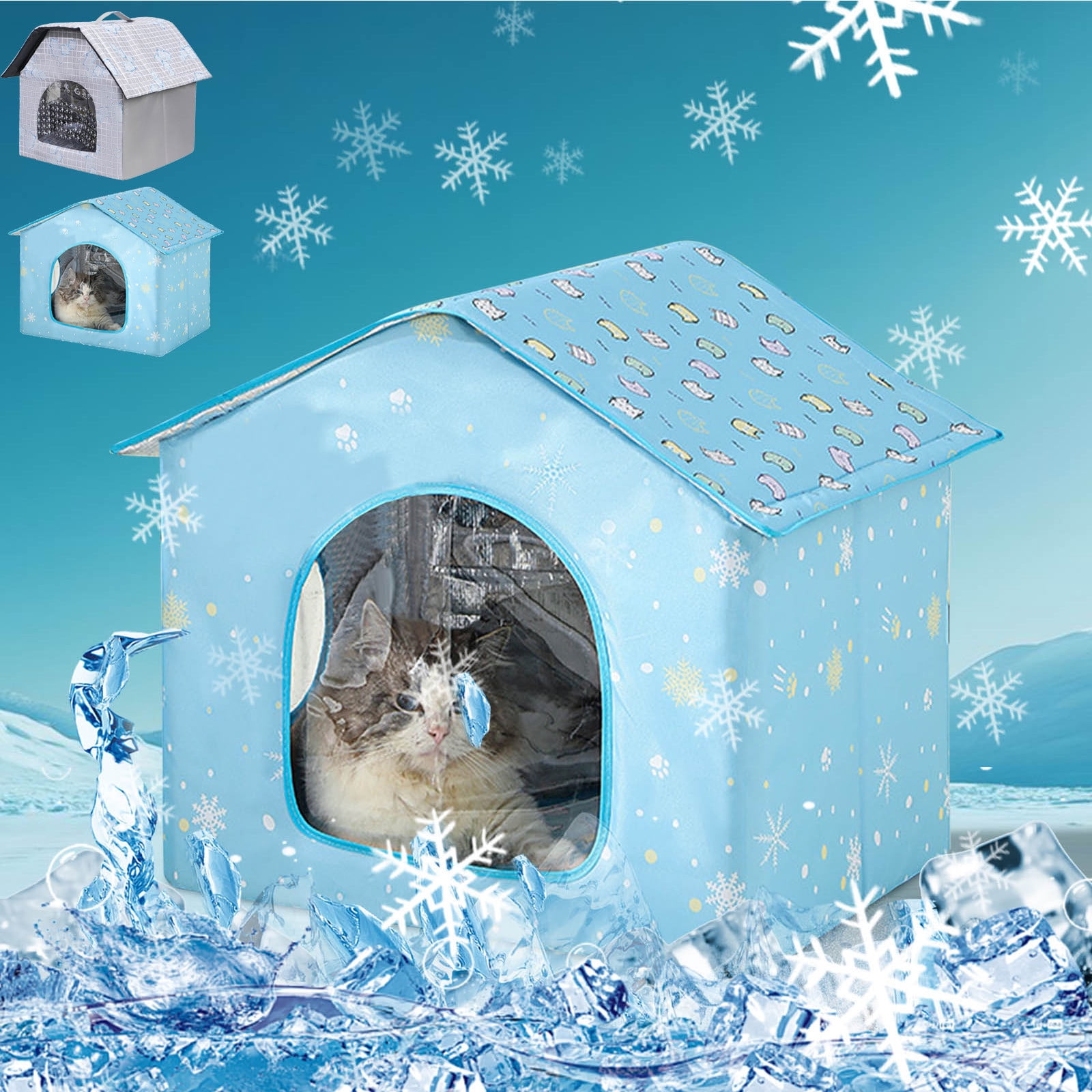 Foldable Pet Cooling Bed with Ice Packs for Dogs Portable Air ...